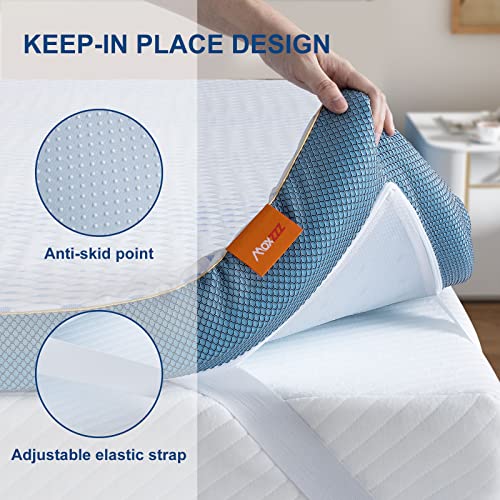 Maxzzz 3 Inch Queen Memory Foam Mattress Topper, High Density Frim Gel Bed Mattress Topper with Removable Washable Cover, Certipur-Us & Oeko-Tex Certified