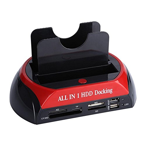 Boquite Romantic PresentHard Disk Dock, US Plug Dual SATA Dock USB 2.0Hub 2.5"/3.5" SATA HDD Dock, Hard Disk Dock, MACs for SATA Hard Disk OS IDE Hard Disk Linuxs