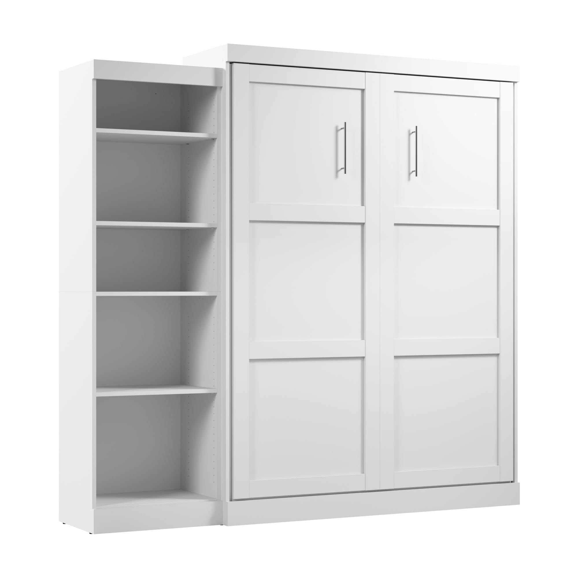 Bestar Pur Queen Murphy Bed with Shelving Unit, 90-inch Space-Saving Sleeping Arrangement for Multipurpose Area, Bedroom, Guest Room, or Living Room