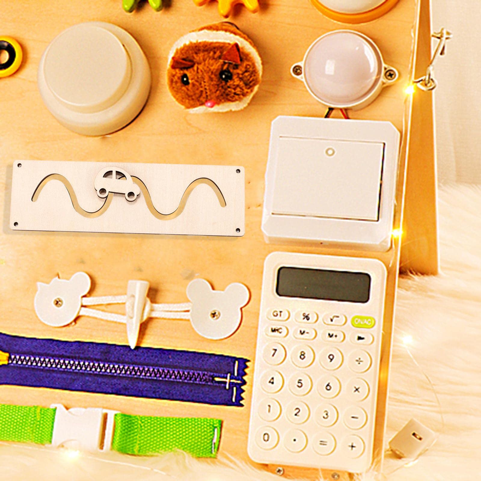 Colcolo Wooden Busy Board DIY Accessories Montessori Puzzle Toy Fine for Home Boys