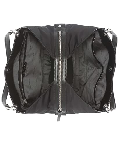 Calvin Klein Reyna Novelty Triple Compartment Shoulder Bag, Black/Silver Nylon