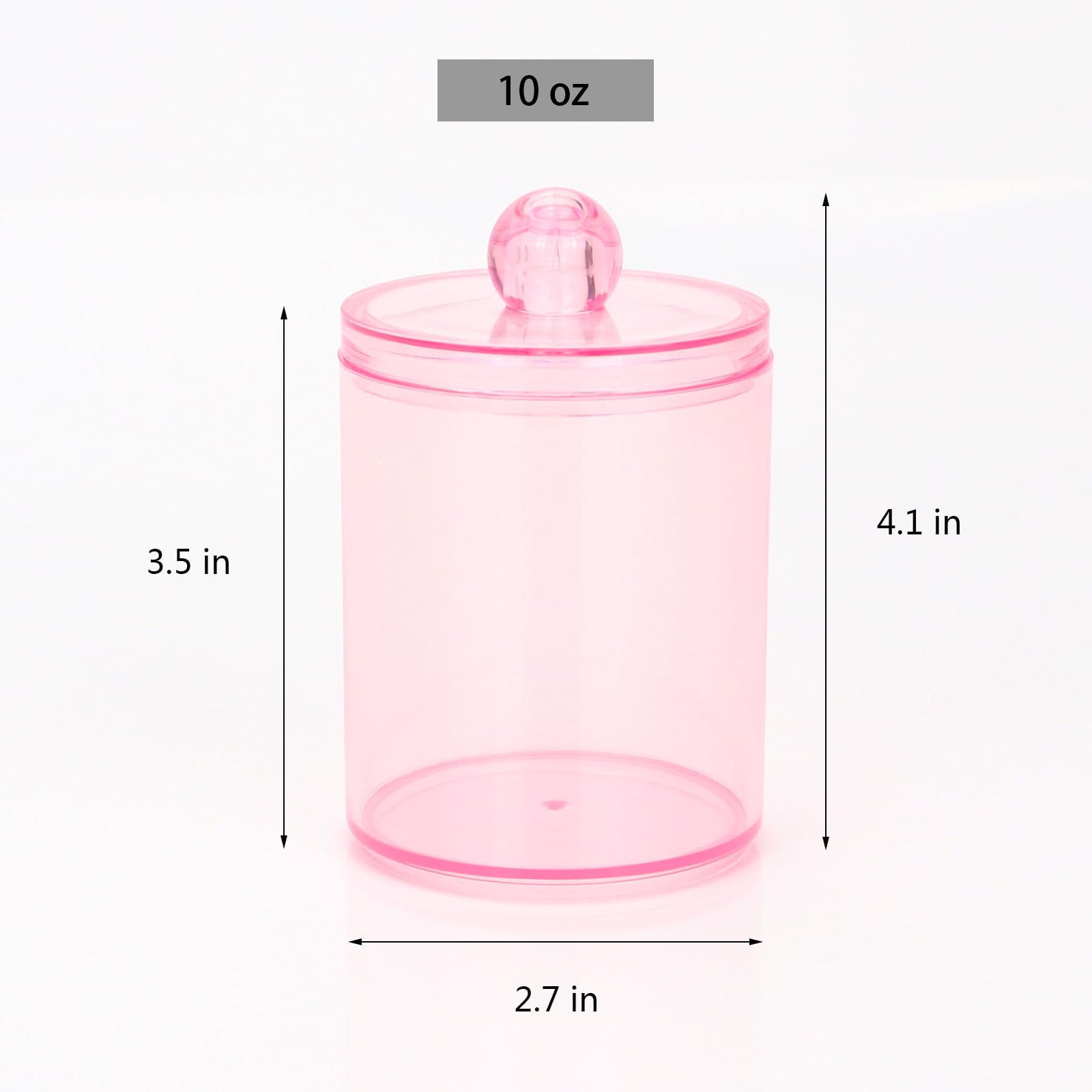 DAPOWER 2 Pack Qtip Holder Vanity Storage Canister for Cotton Ball Cotton Swab Pads Floss, 10-Ounce Clear Plastic Apothecary Jar with Lid, Bathroom Organizers and Storage (2)
