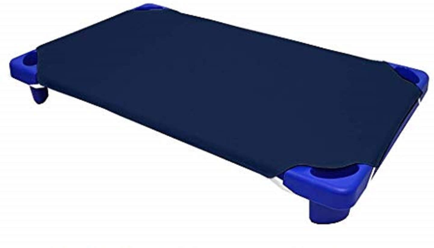 Daycare Cot Sheets for Toddler and Preschool -Daycare Cot Sheets -Poly Cotton Fabric- Pre-School Cot Sheet- Cot Bed Fitted Sheet, Indigo Blue, 22"x52" (Pack of 24)