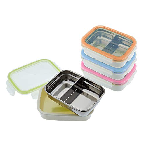 Innobaby Keepin' Fresh Stainless Steel Divided Bento Snack Box with Lid for Kids and Toddlers BPA Free, 11 oz., Blue