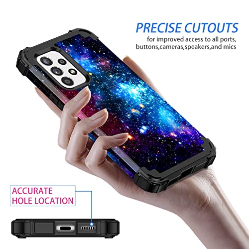 Miqala for Galaxy A53 5G Case,Glow in The Dark Three Layer Shockproof Hard Plastic+Silicone Rubber Protective Case for Samsung Galaxy A53 5G,Blue Sky