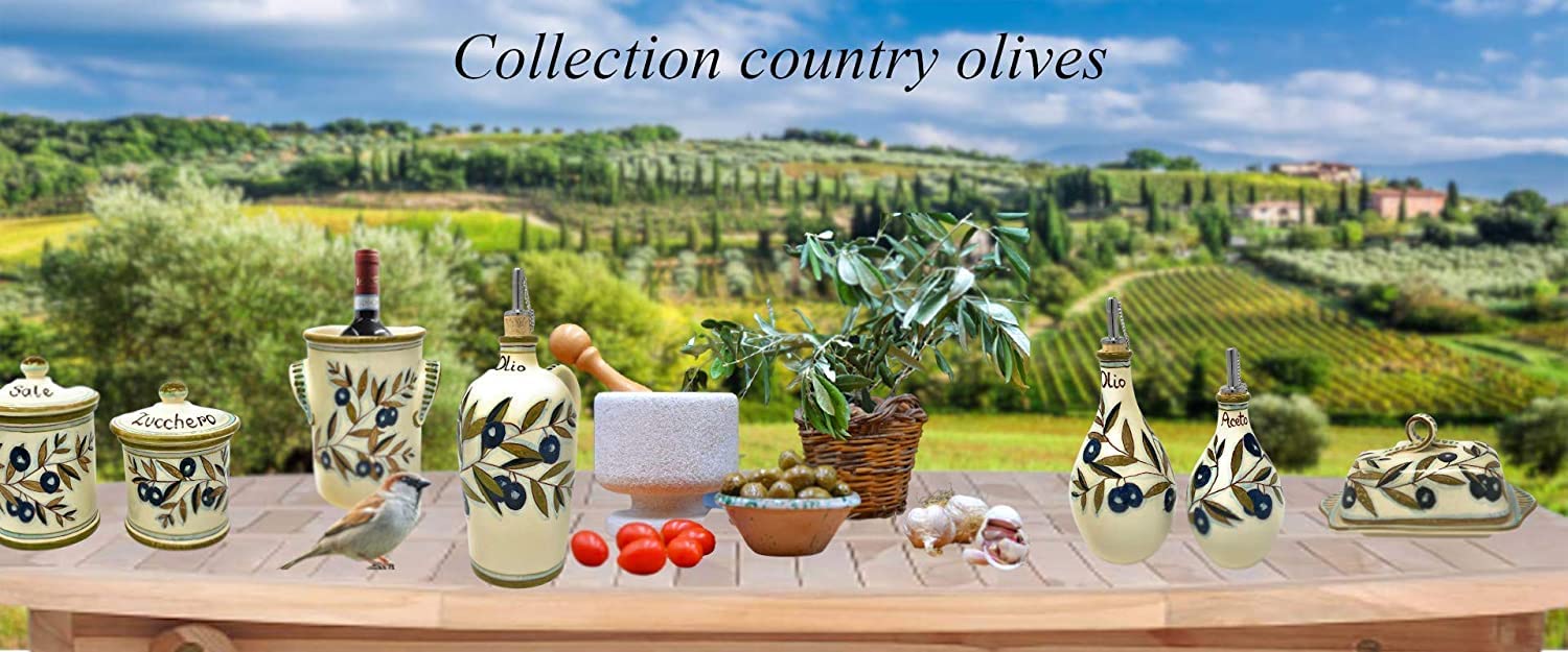 CERAMICHE D'ARTE PARRINI - Italian Ceramic Spoon Rest Holder Decorated Olives Pottery Art Hand Painted Made in ITALY Tuscan