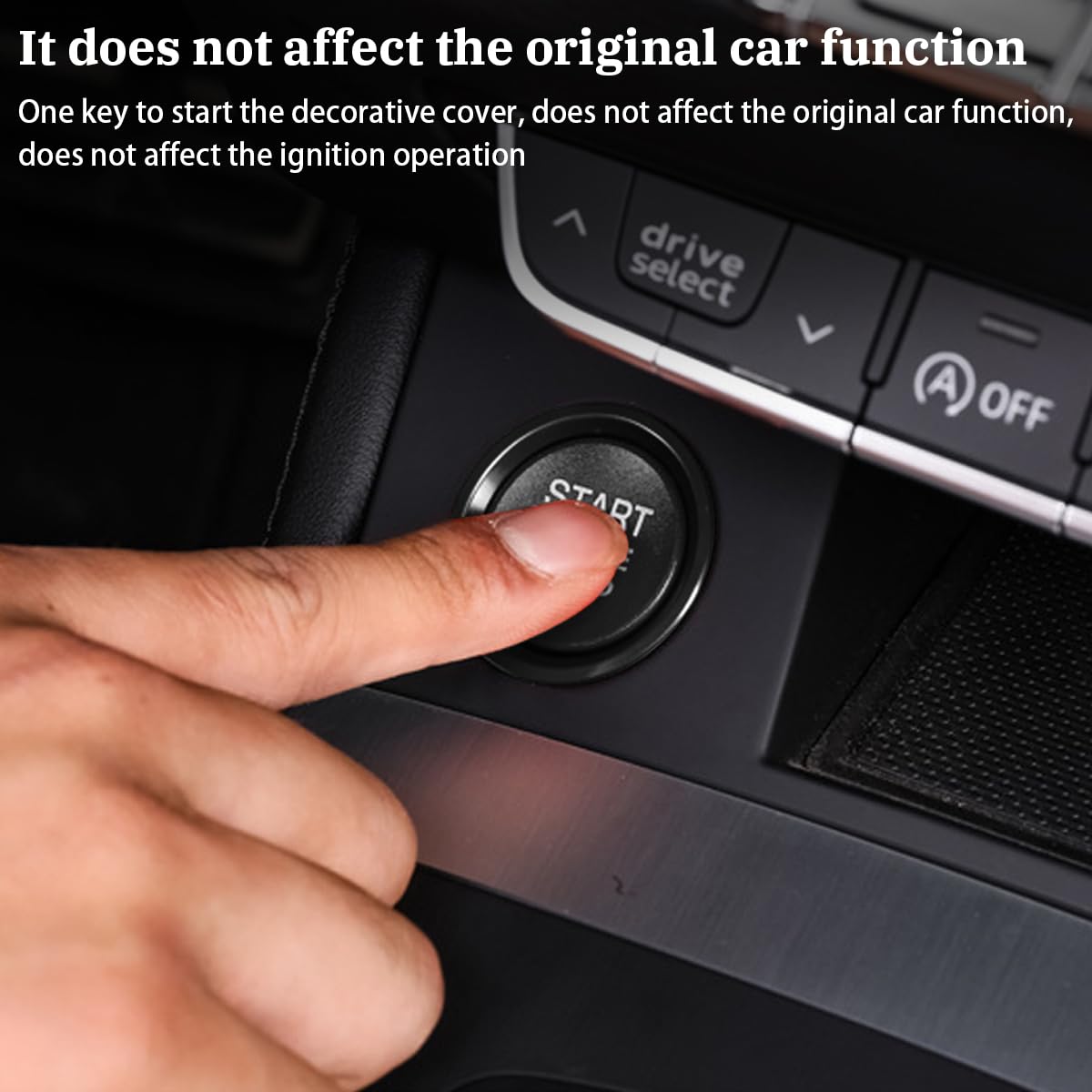 BESULEN Car Push Start Button Cover, Aluminium Alloy Engine Start Stop Button Cover with Metal Ring for Auto Decorations, Car Interior Accessories Ignition Button Cover for A4 A5 A6