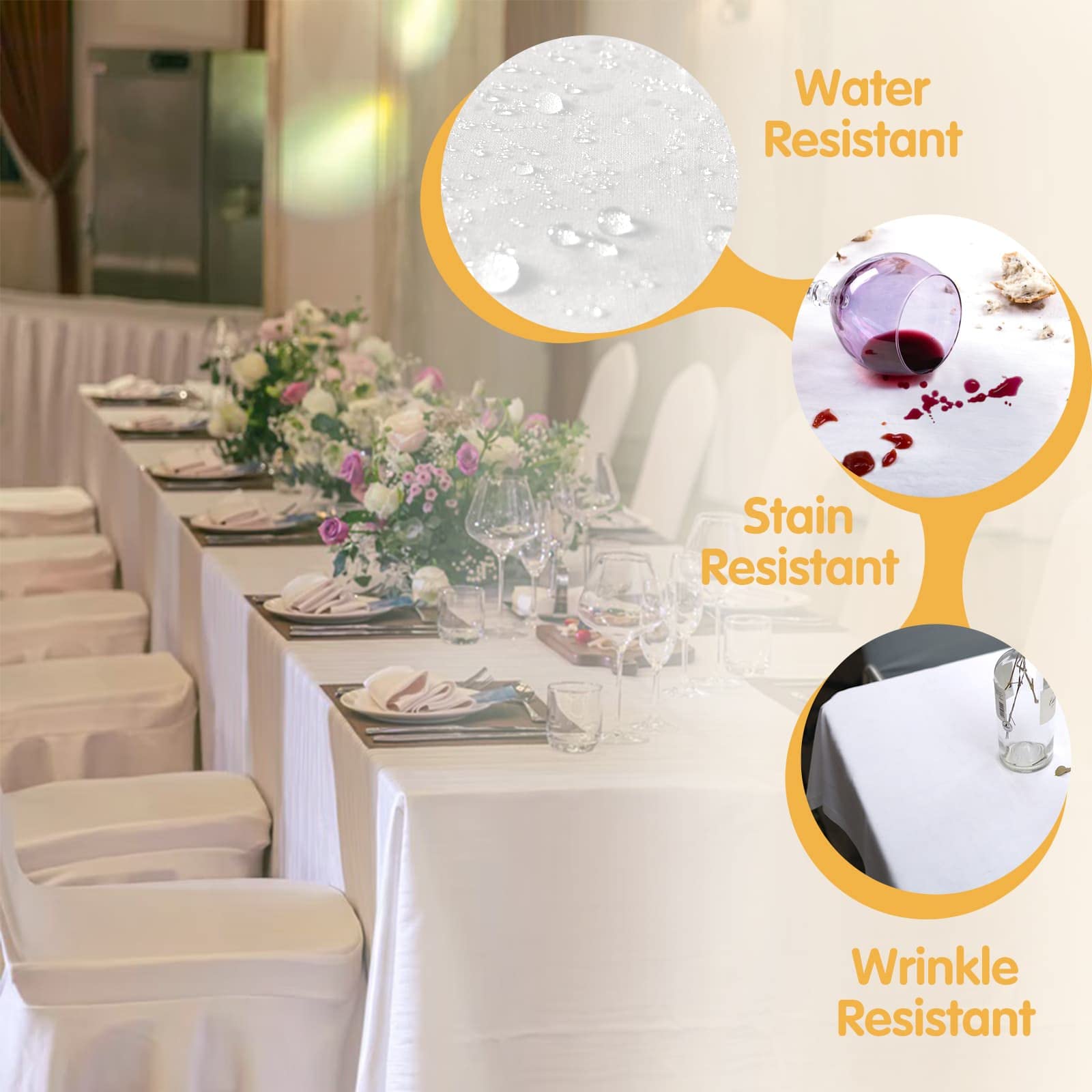 BRILLMAX 8 Pack White Tablecloths for 6 Foot Rectangle Tables 60 x 102 Inch - 6ft Rectangular Bulk Linen Polyester Fabric Washable Long Clothes for Wedding Reception Banquet Party Buffet Restaurant