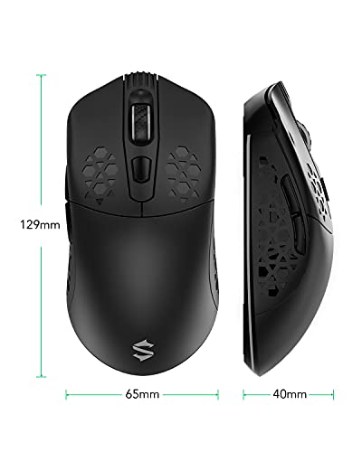 Black Shark Wireless Gaming Mouse, Dual-Mode Wired Computer Mouse with 10000 DPI, Replaceable Honeycomb/Solid Shell, 6 Programmable Buttons, RGB Gamer Mice for Laptop PC Mac, Mako M1