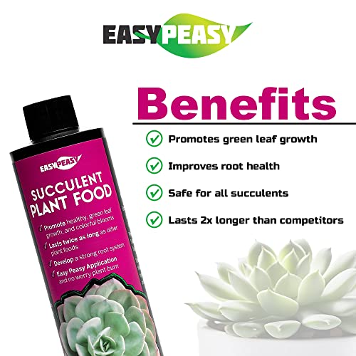Easy Peasy Succulent and Cactus Plant Food, Specific Blend of Nutrients for Potted Cacti, Jade, Aloe Vera and All Other Live Succulent Plants