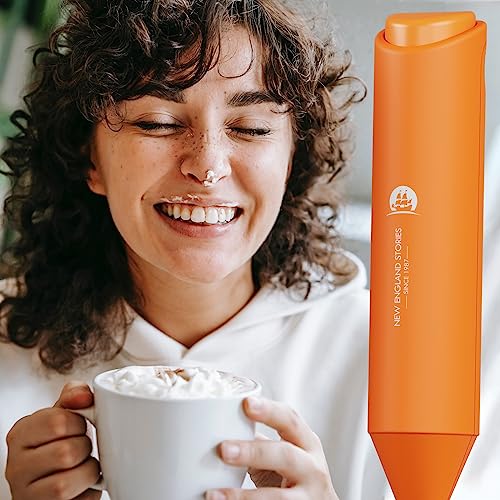 Electric Milk Frother Handheld, Battery Operated Whisk Beater Foam Maker for Coffee, Cappuccino, Latte, Matcha, Hot Chocolate, Mini Drink Mixer, No Stand, Coral