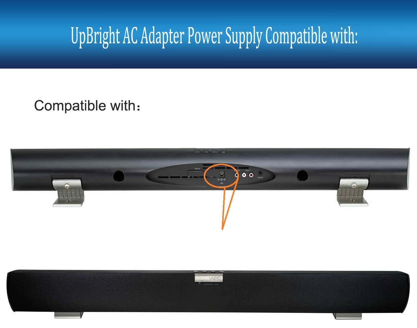 UpBright 24V AC/DC Adapter Compatible with Vizio VSB200 NA VSB205 VSB210 VSB206 B VSB207 VHT210 VHT215 VHT510 SB4021-MA1 SB4020E SoundBar Speaker YJS05-2402500D Ktec KSAS0652400270 2.5A Power Supply