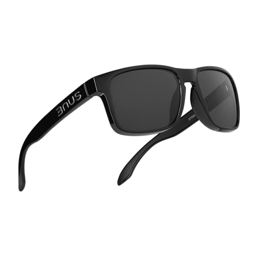 Bnus italy made corning real glass lens polarized sunglasses for men women shades (B7066 Shiny Black/Grey polarized, Glass Lens)