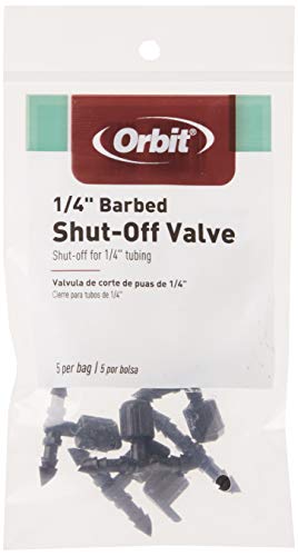 Orbit 67404 1/4" Barb Drip Irrigation Drip Manual Shut-Off Valve Coupling, 5-Pack