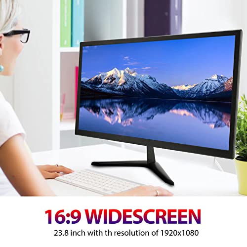 Desktop Monitor 5ms Response HD VGA Input 23.8 Inch PC Monitor Builtin Speaker 100-240V for Work (US Plug)
