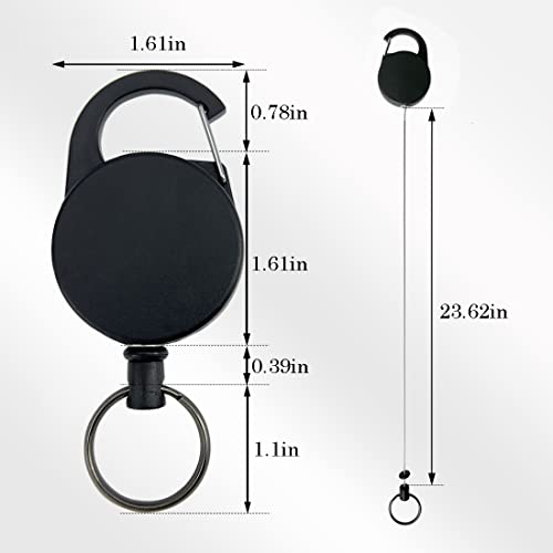 Retractable Key Chain Key-Rings - Heavy Duty Key Holder Belt Clip with Multitool Carabiner, Durable Retractable Keychain Key Holder-Rings/Carabiner, 25 Inch Steel Wire Cord