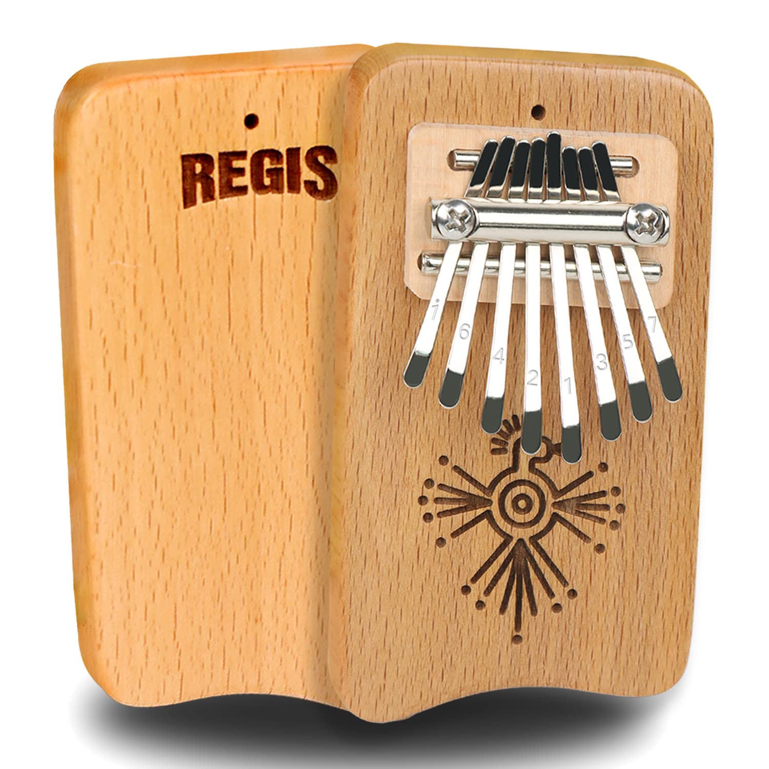 REGIS Kalimba 8 Key exquisite Finger Thumb Piano Marimba Musical good accessory Pendant Gif (Wood color)