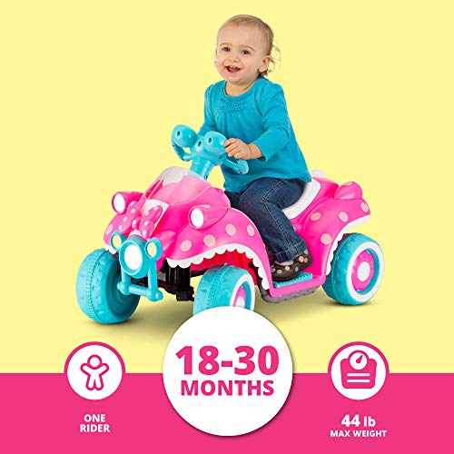 Kid Trax Toddler Disney Minnie Mouse Quad Ride-On, Kids 18-30 Months, 6V Battery and Charger Included, Max Weight 45 lbs, Hot Pink