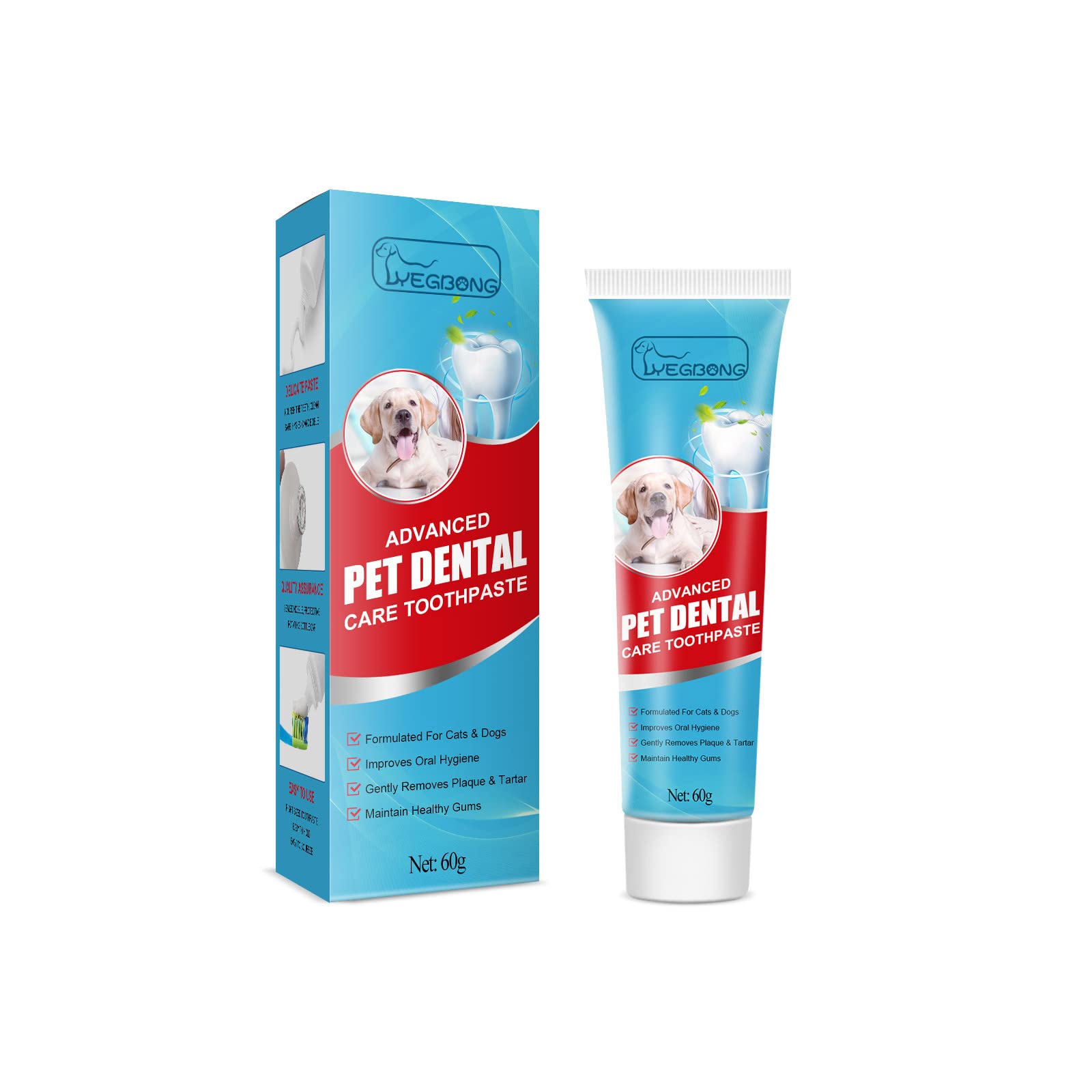 Dog Toothpaste Mint for Dogs and Puppies, Fresh Breath Dental Kit for Pets Teeth Cleaning 60g