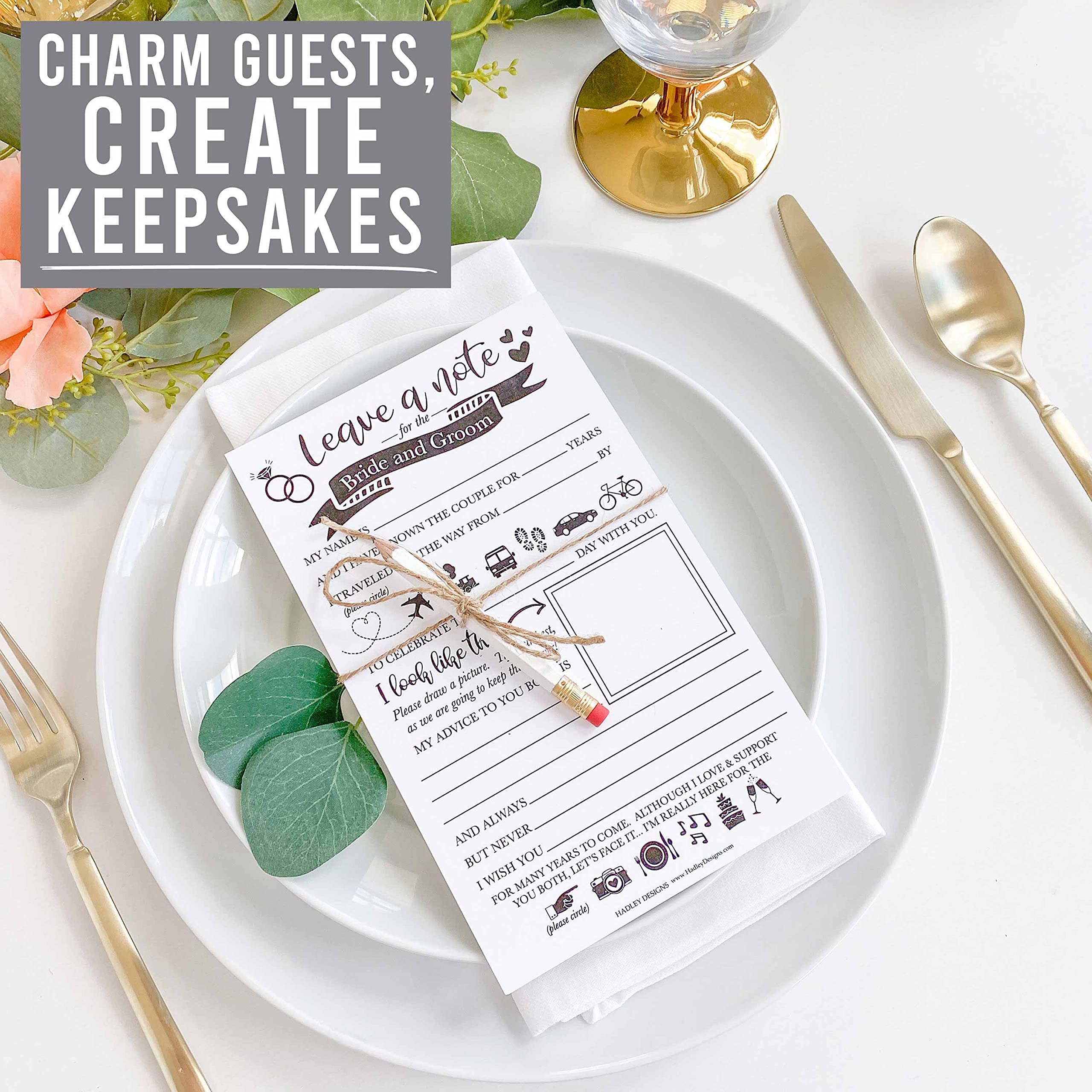 Hadley Designs 25 Wedding Advice Cards for Bride and Groom For Wedding Card Boxes For Reception, Wedding Guest Book Alternative, Bridal Shower Games For Guests, Advice for the Bride Wedding Games