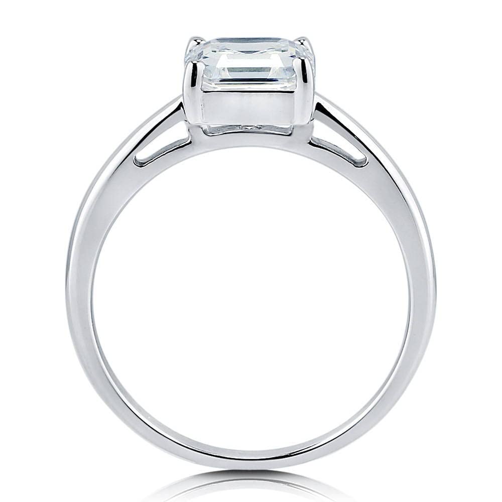 BERRICLE Sterling Silver Solitaire Wedding Engagement Rings 2 Carat Asscher Cut Cubic Zirconia CZ Ring for Women, Rhodium Plated Size 5