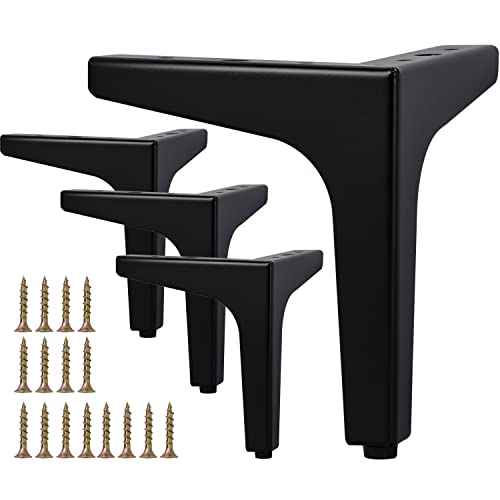 La Vane 4 inch Metal Furniture Legs, Set of 4 Modern Iron Diamond Triangle Furniture Feet DIY Replacement Black for Cabinet Cupboard Sofa Couch Chair Ottoman