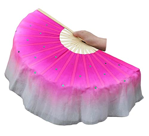 Black Temptation Chinese Folk Dance Fan Short Silk Flutter Fan Folding Silk Fan Veil #12