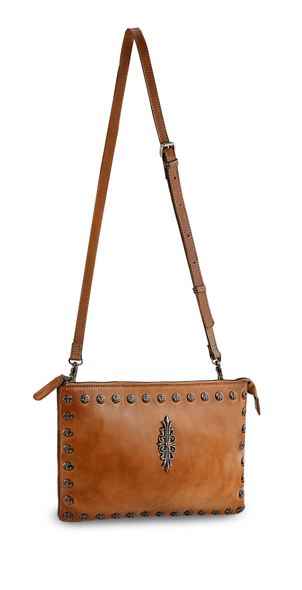 LETEULO Womens Crossbody Bag Leather Handmade Shoulder Bag Clutch Wristlet Handbags Purse (Brown L)