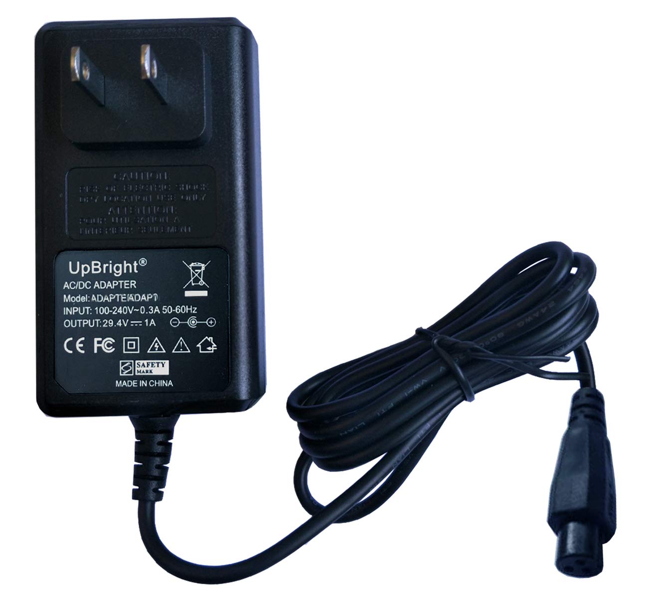 UpBright 3-Prong 29.4V AC/DC Adapter Compatible with SISIGAD Model HY-A02B HY-A028 24V 2000mAh 48Wh 24VDC Lithium ion Battery 6.5"Two-Wheels Self-Balancing Hover Electric Scooter board 29.4VDC Charger
