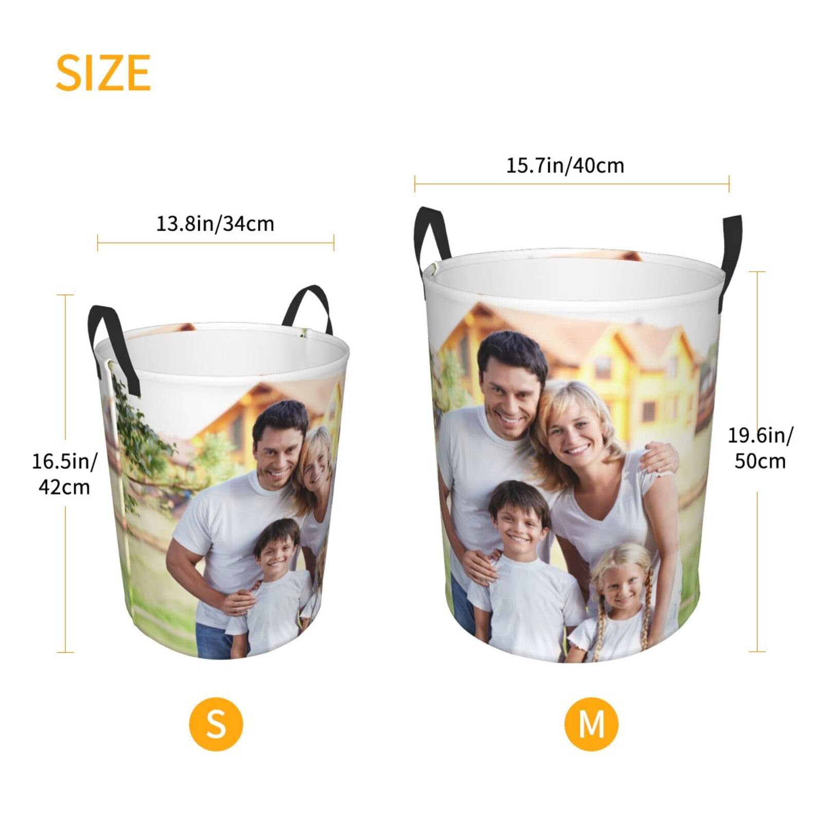 Custom Laundry Baskets Personalized Hampers Add Your Name Photo Text Customized Collapsible Dirty Clothes Baskets for Bedroom Bathroom Livingroom Barbershop Large 19.6" x 15.7"