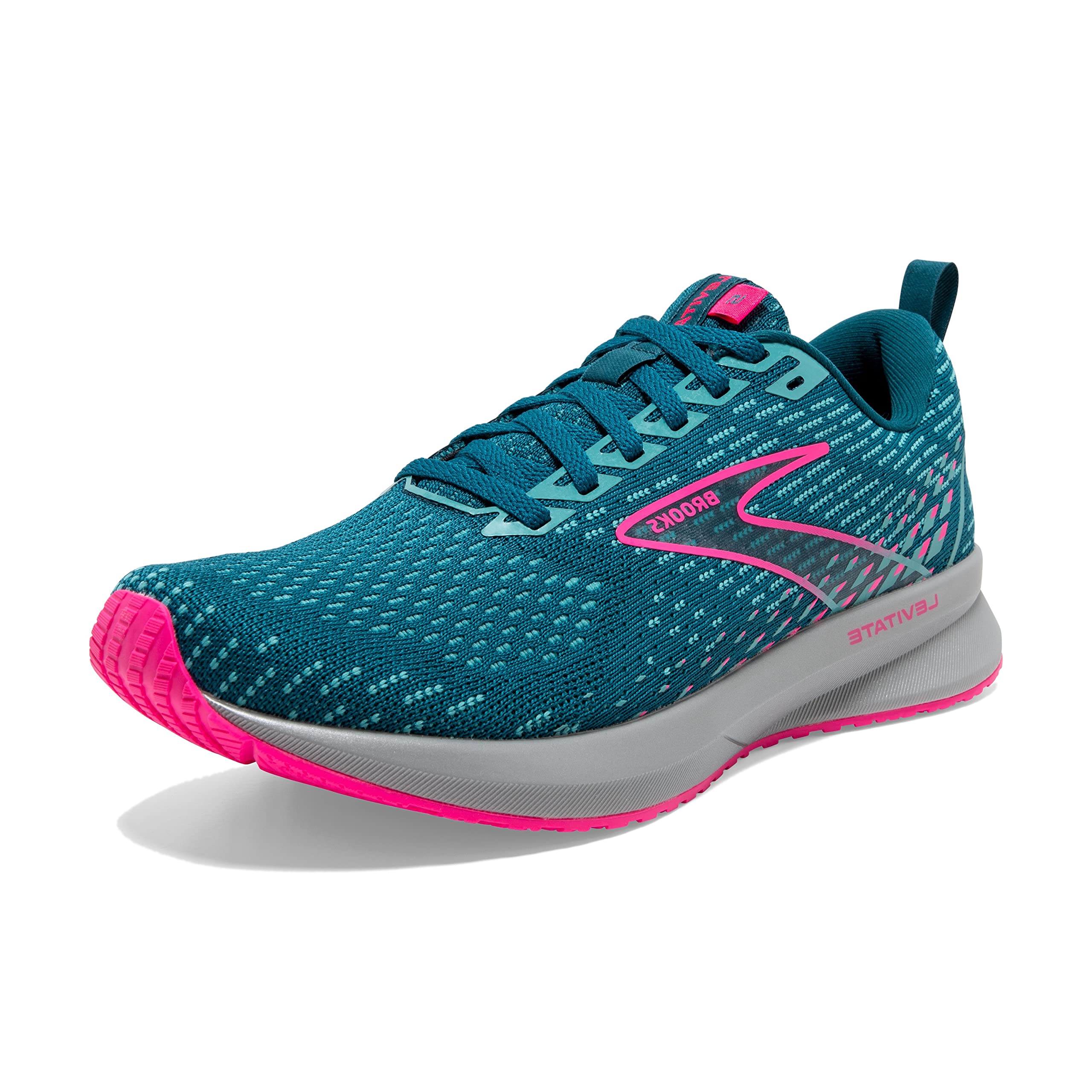 Brooks Women's Levitate 5 Neutral Running Shoe - Blue/Porcelain/Pink - 8.5 Medium