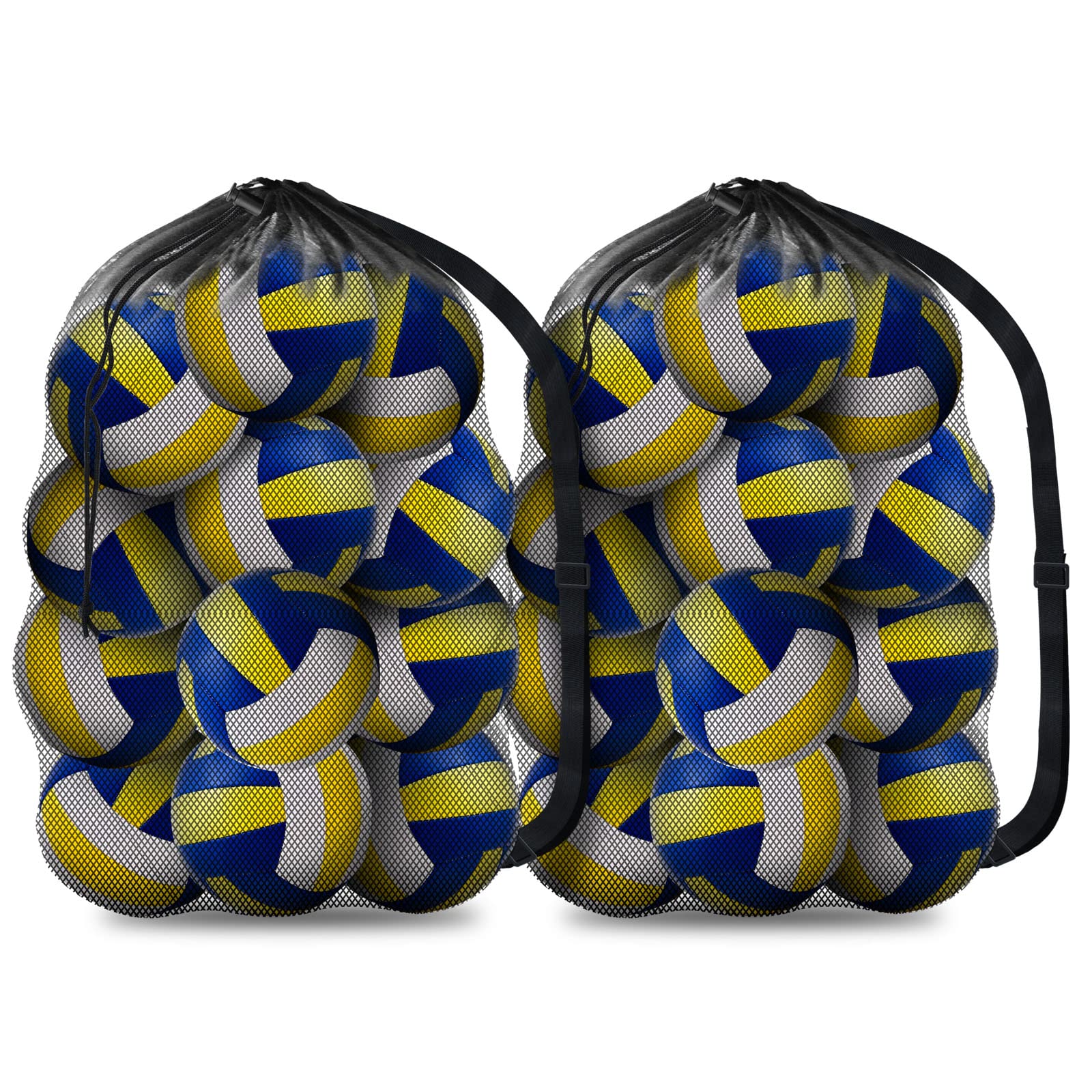 BROTOU Extra Large Sports Ball Bag Mesh, Basketball Bags Team Balls, Adjustable Shoulder Strap, Team Work Ball Bags for Holding Soccer, Football, Volleyball, Swimming Gear (30” x 40”) (2PCS)