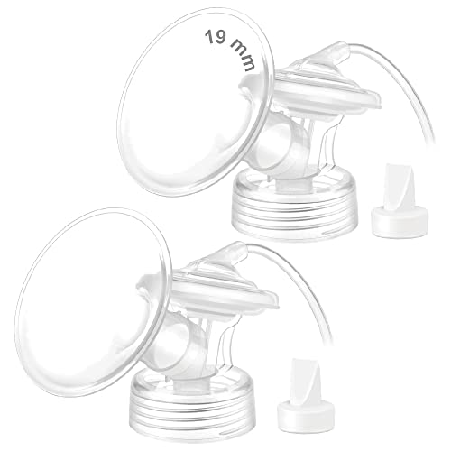 Maymom Pump Parts Compatible with Lansinoh Breastpump,Flange, Wide-Mouth Connector,Valve, Tubing and Backflow Protector, Not Original Lansinoh Accessories. (Flange 19mm)