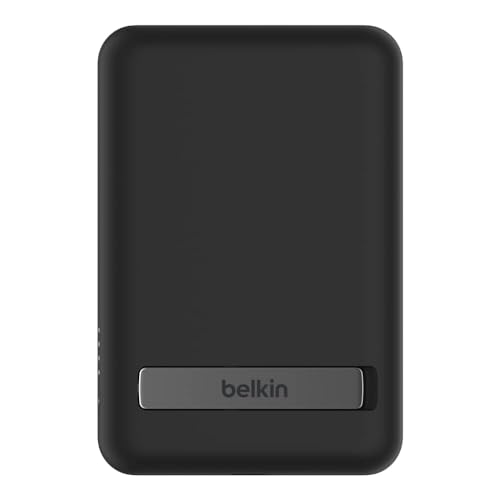 Belkin BoostCharge Wireless Power Bank 5K w/MagSafe Compatible 7.5W Charging, Built-in Pop-up Kickstand - Compatible w/iPhone 15, 15 Plus, 15 Pro, 15 Pro Max, iPhone 14, AirPods, and More - Black