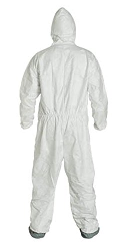 DuPont TY122S Disposable Elastic Wrist, Bootie & Hood White Tyvek Coverall Suit 1414, XX-Large