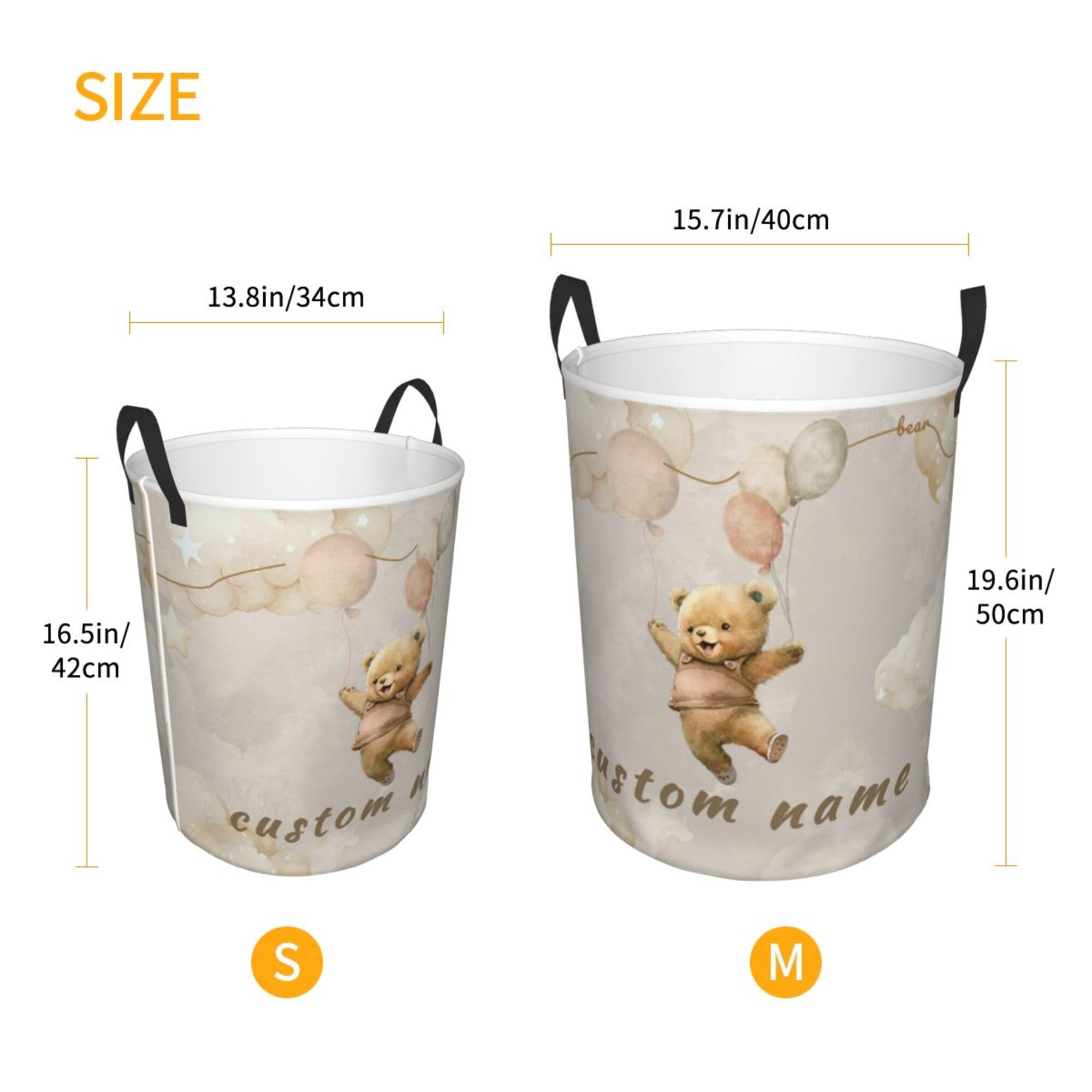 Custom Laundry Basket with Name Personalized Baby Laundry Hamper Customized Collapsible Storage Basket with Handle for Living Room Bedroom