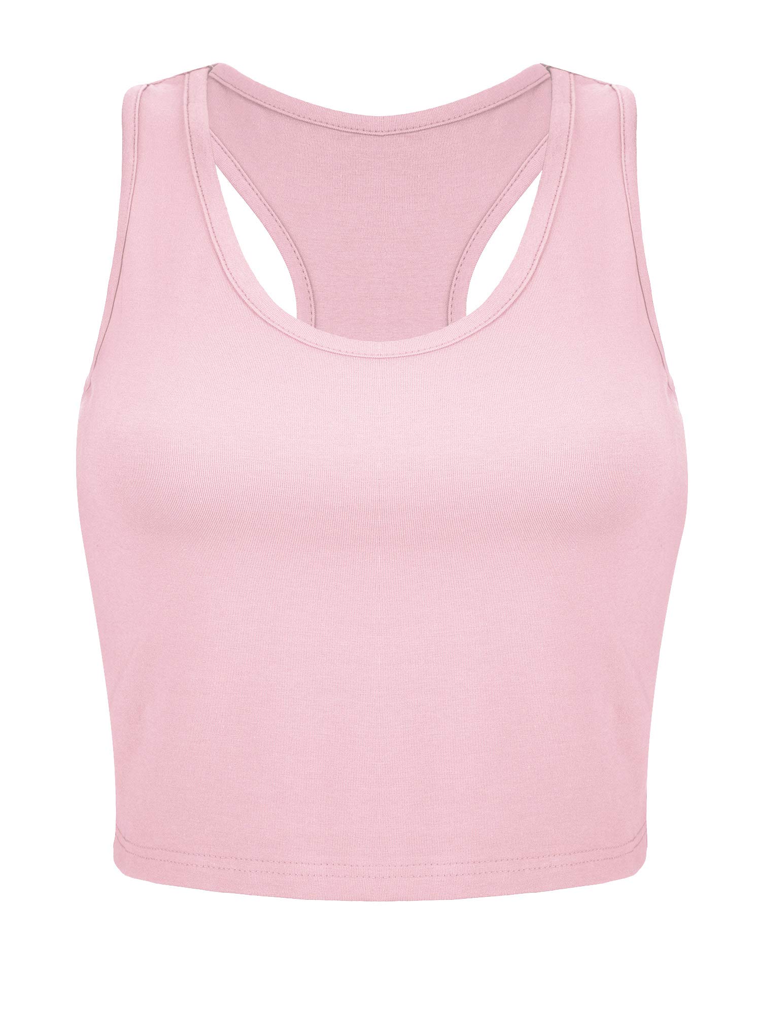 Boao 4 Pieces Basic Crop Tank Tops Sleeveless Racerback Crop Top for Women (Black, White, Blue, Pink, Large)