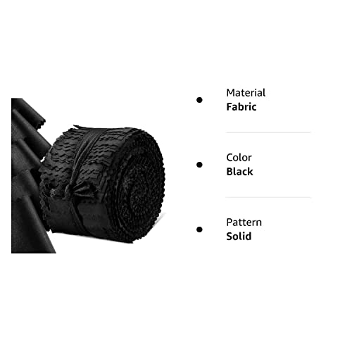 Boao 40 Pieces Fabric Strips Rolls Collection Jelly Fabric Strips for Quilting Roll up Fabric Craft Patchwork Strips DIY Sewing Fabric Rolls for Handmade Favors (Black, 2.5 x 44 Inch)