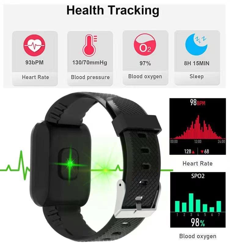 Fitness Tracker Smart Watch for Android iOS Phones,Smart-Watches Fit Watch for Man Women,1.3Inch(Light Black)