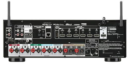 Denon AVR-X1800H 7.2 Channel AV Receiver (2023 Model) - 80W/Channel, Wireless Streaming via Built-in HEOS, WiFi, & Bluetooth, Supports Dolby Vision, HDR10+, Dynamic HDR, and Home Automation Systems