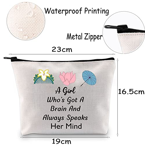 MNIGIU Inspiration Mulan Fans Gift Mulan Cosmetic Makeup Bag A Girl Whos Got a Brain and Always Speaks Her Mind (speak her mind bag)