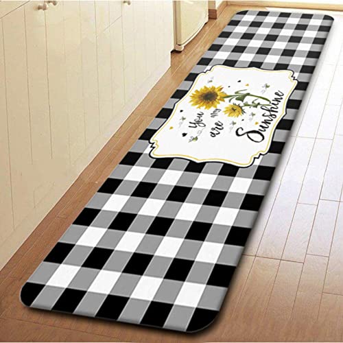 Briskdecor Kitchen Rugs and Mats Set, Absorbent Soft Non-Skid Rubber Backing Area Rugs, Sunflower Washable Floor Comfort Mats and Carpet Runner, 20inch x 48inch