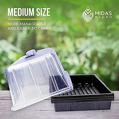 Seed Starter Trays and Humidity Domes - 3 Pack 1020 Trays Cloning Germination and Propagation - Plastic Plant Trays Propagation Domes - Microgreens Growing Trays Seedling Starter Trays No Holes