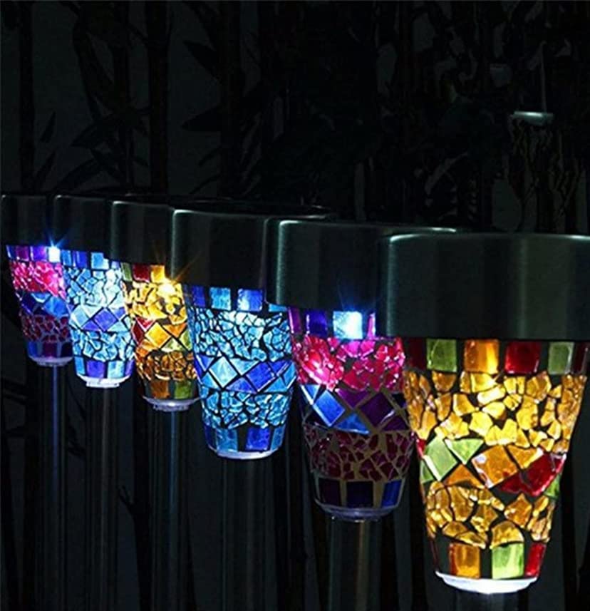 iFCOW Pathway Landscape Lighting, Solar Mosaic Garden Lights 3pcs Waterproof Mosaic LED Garden Light for Outdoor Christmas Garden Home Decoration