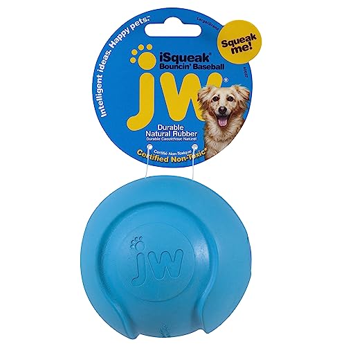 JW Pet Company iSqueak Bouncin' Baseball Dog Toy, Large (Colors Vary), multi (40037)