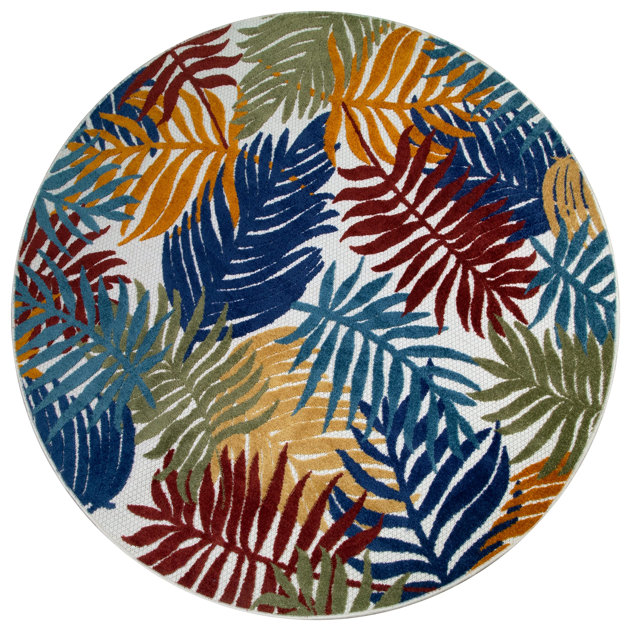 Leick Home 595207 Talipot Palm Indoor Outdoor Area Rug Round 5'3"