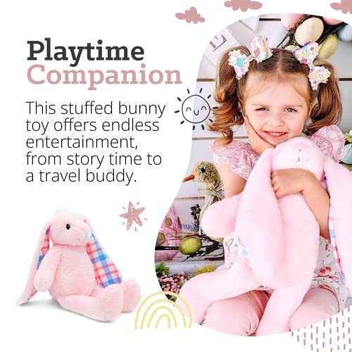 Plushible Easter Bunny Plush, Cuddly, Soft, Embroidered Stuffed Animal Toy for Newborns, Kids, Boys, & Girls, 14 Inch