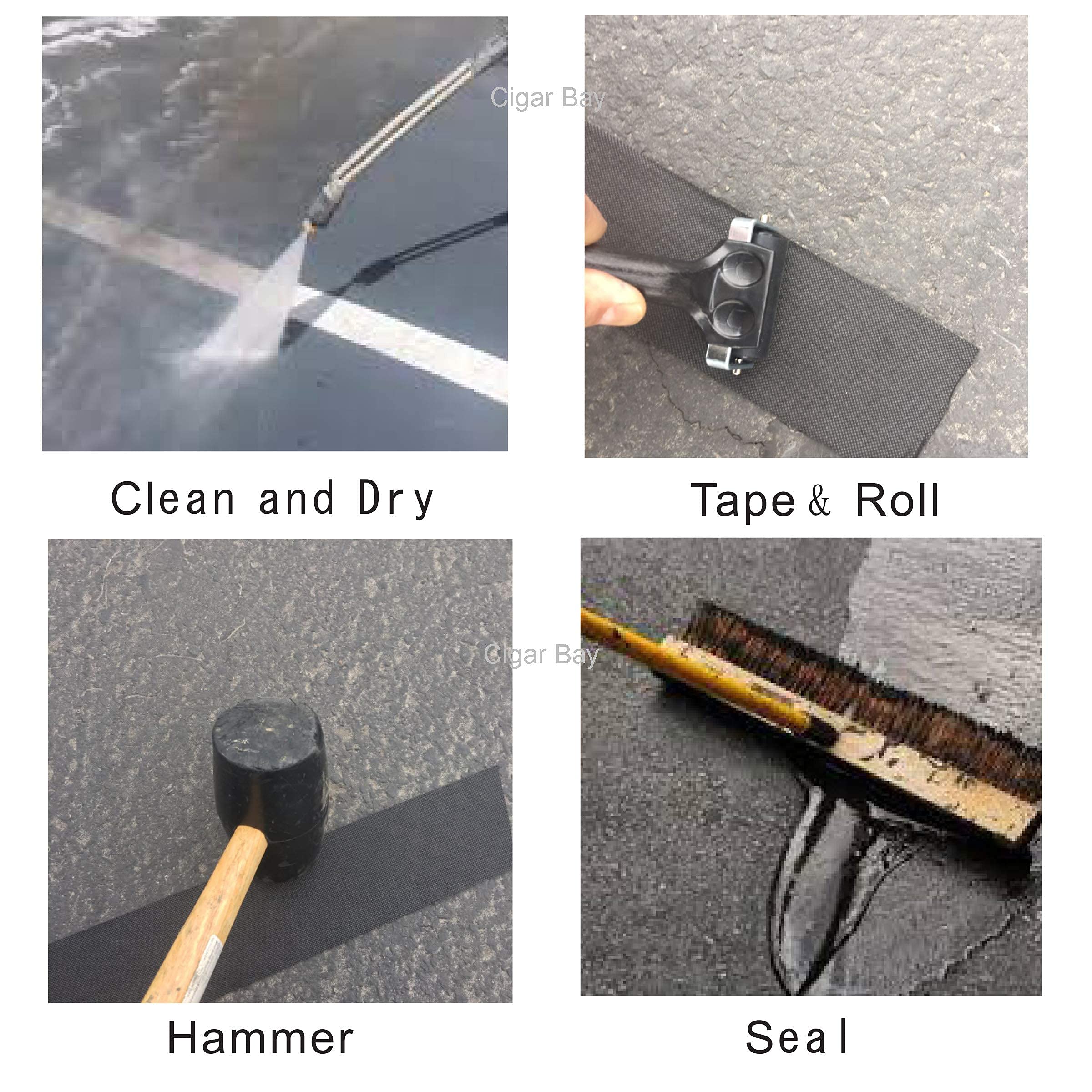 EWT Anti-Crack 65FT x 3IN Asphalt Tarmac Joint Crack Sealer Fabric Self-Adhesive Patch Bitumen Premium Tape, Parking Lot, Roof, All Weather (618)