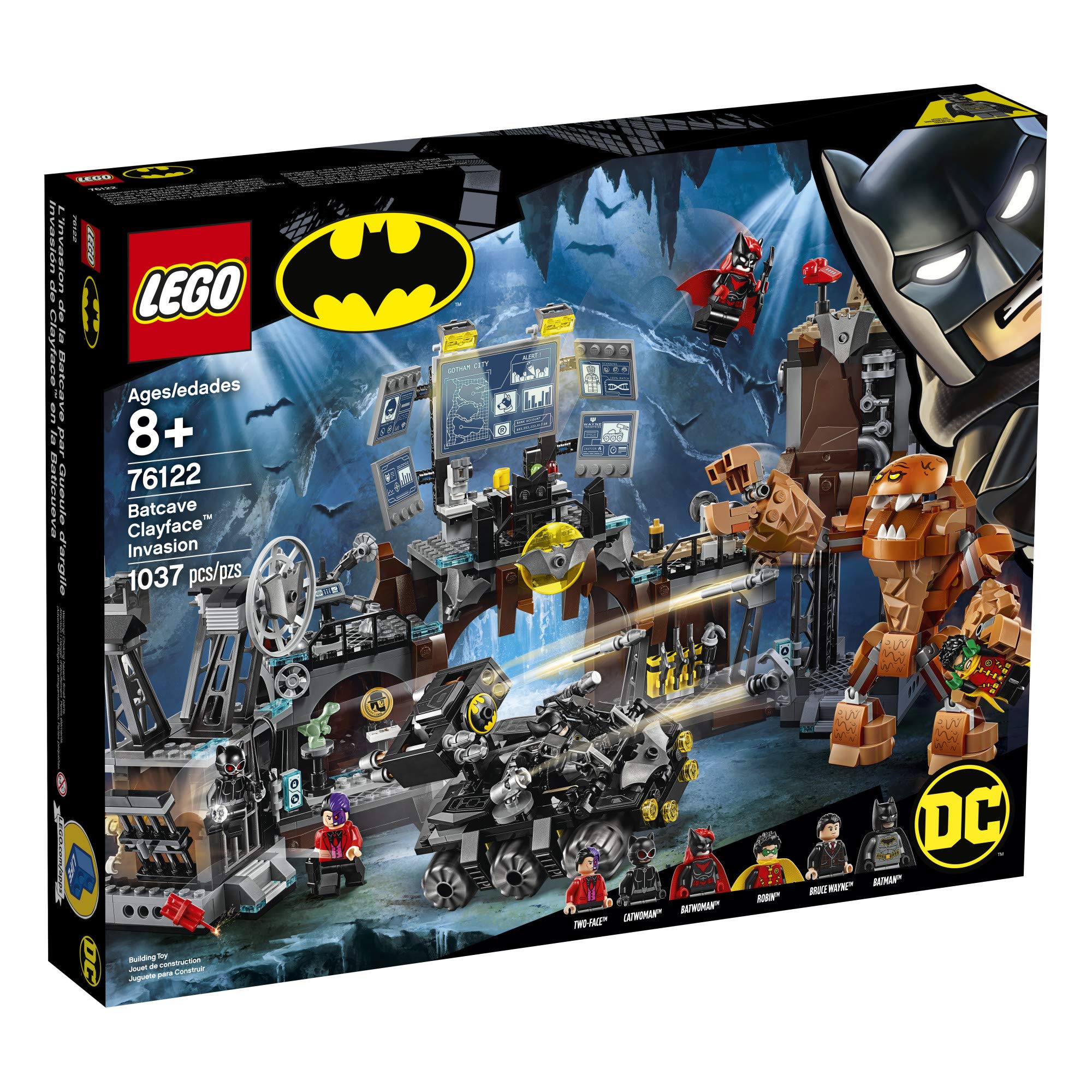 LEGO DC Batman Batcave Clayface Invasion 76122 Batman Toy Building Kit with Batman and Bruce Wayne Action Minifigures, Popular DC Superhero Toy (1037 Pieces)