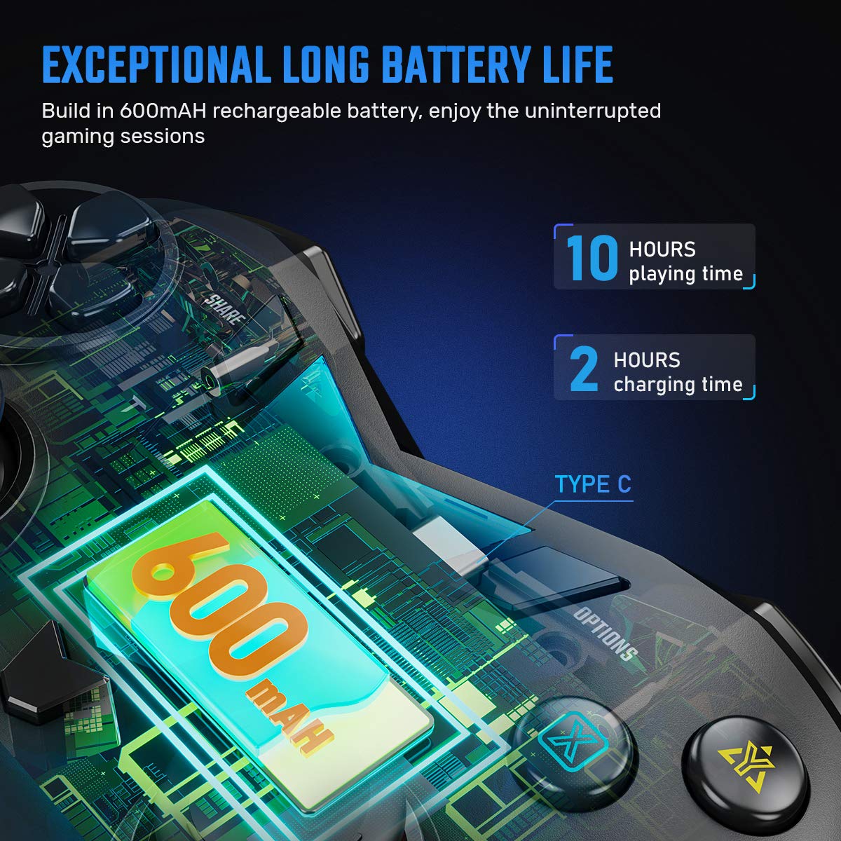 IFYOO Mobile Game Controller Compatible with iPhone iPad(Ver.13 or Later, Only for MFi Games) / Android Smart Phone(Just for Ver.10) / PS4, ONE Pro Wireless Gaming Gamepad Joystick - Black